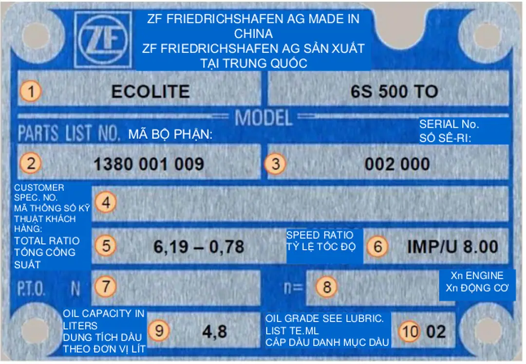 tài liệu hộp số ZF 6s500