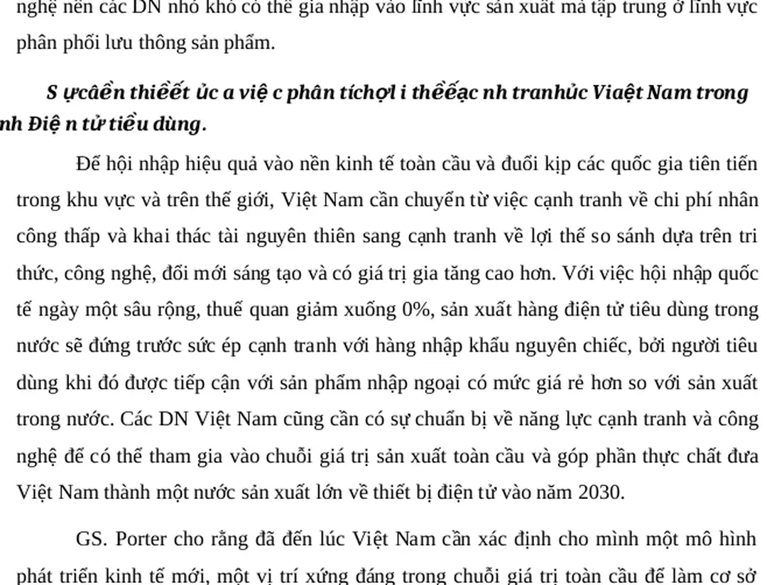 PHÂN TÍCH l i THẾỐ c NH TRANH ợ ạ c a VI t NAM TRONG NGÀNH đi n ủ ệ ệ t TIẾU DÙNG d a TRẾN mô ...