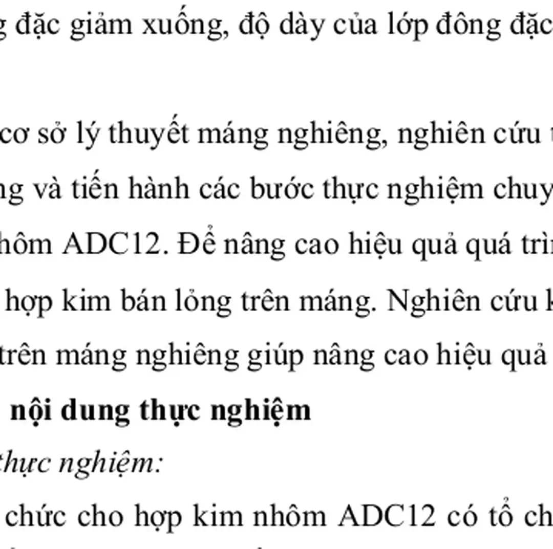 Nghiên cứu ảnh hưởng của các thông số công nghệ đến tổ chức và cơ tính hợp kim nhôm ADC12 trong ...