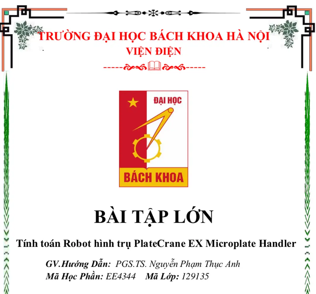 BÀI TẬP LỚN KT ROBOT: Tìm hiểu robot PlateCrane EX Microplate Handler