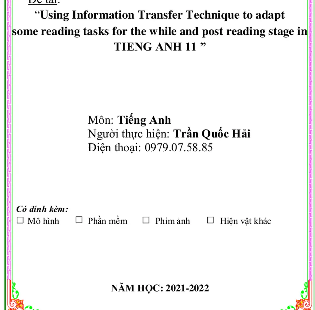 SKKN using information transfer technique to adapt some reading tasks ...