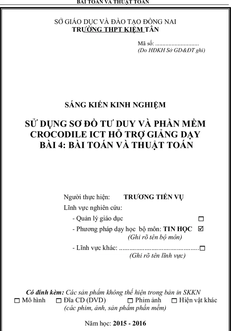(SKKN HAY NHẤT) sử DỤNG sơ đồ tư DUY và PHẦN mềm CROCODILE ICT hỗ TRỢ ...