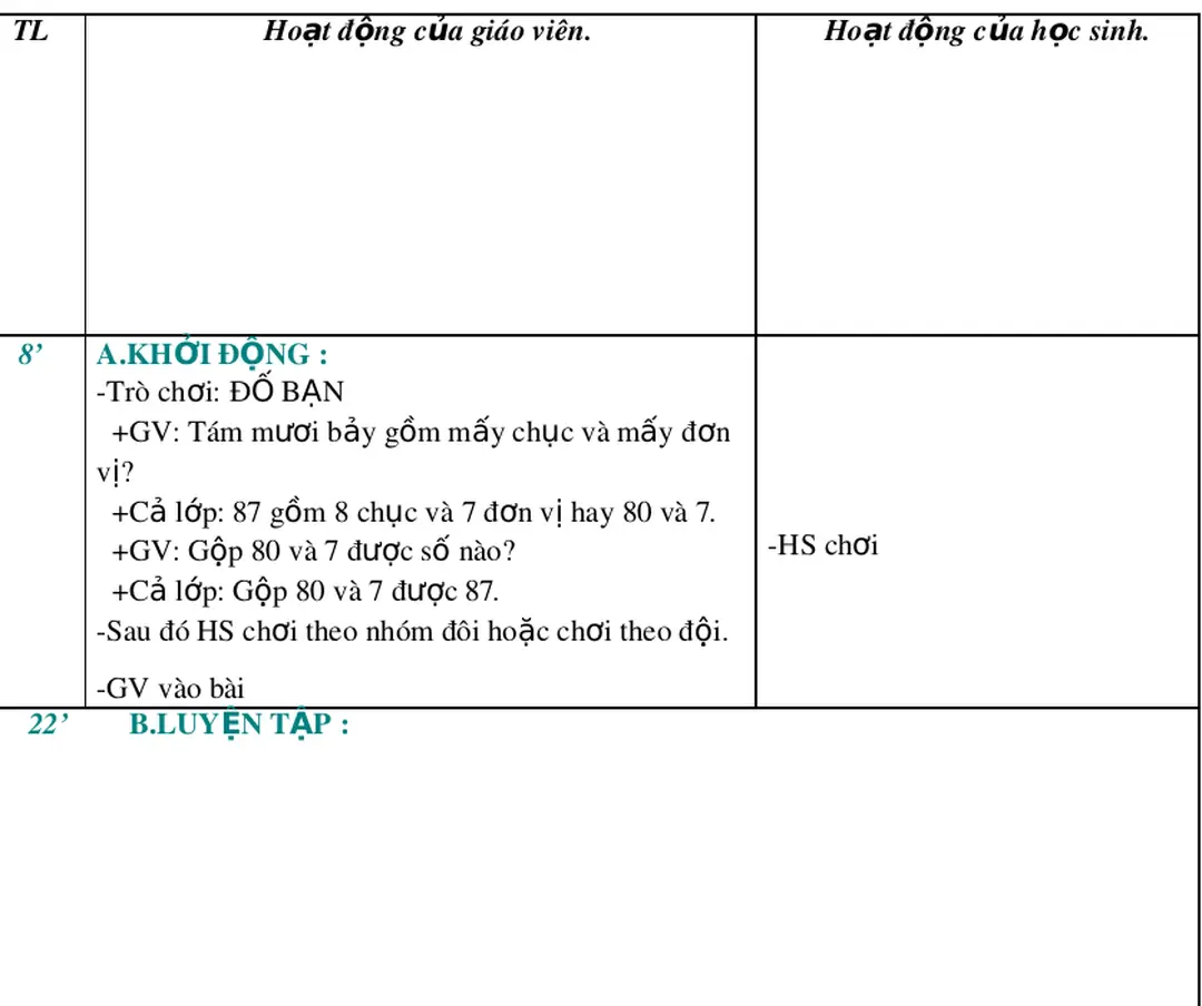 Giáo án Toán lớp 2 sách Chân trời sáng tạo: Tuần 6