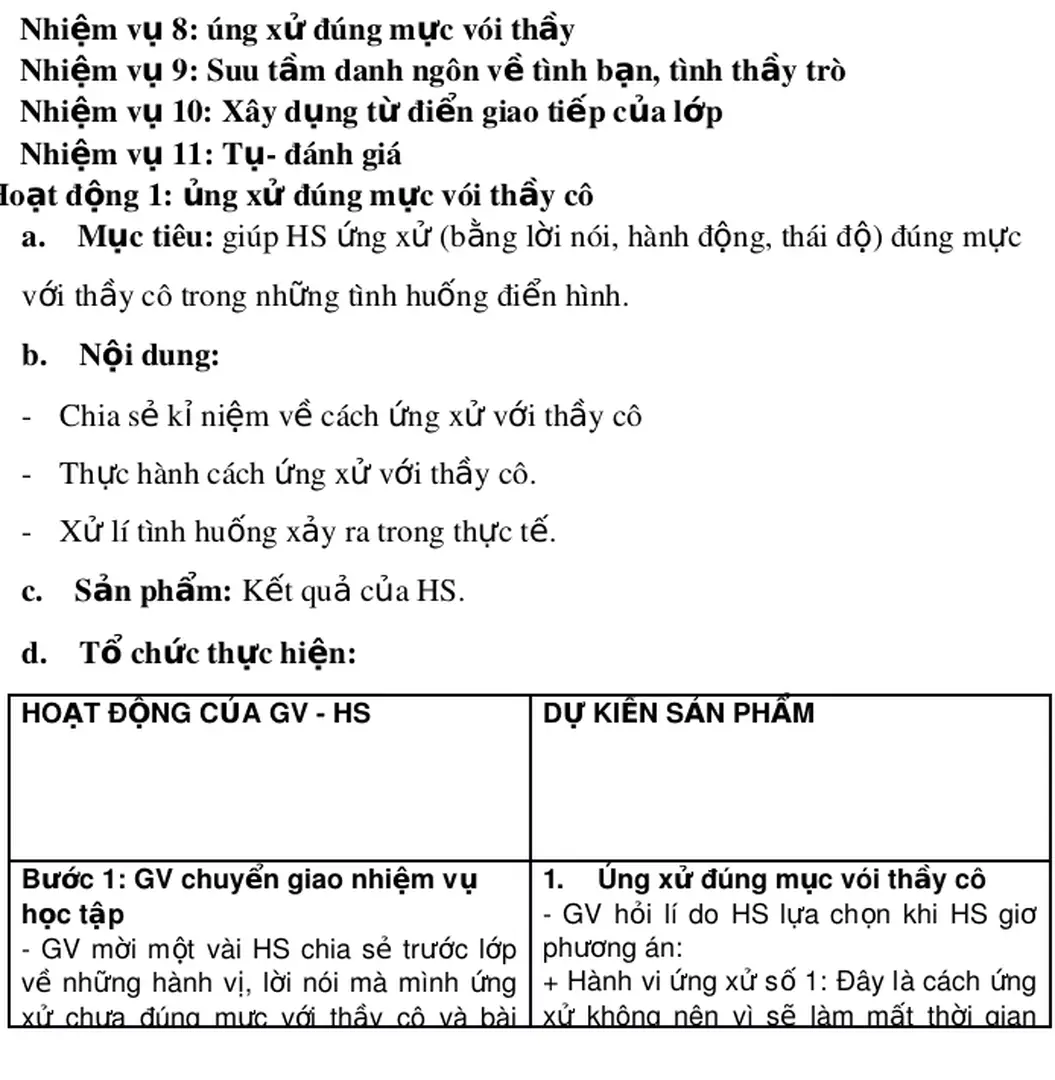 Giáo án Hoạt động trải nghiệm lớp 6 sách Chân trời sáng tạo (Học kỳ 1)