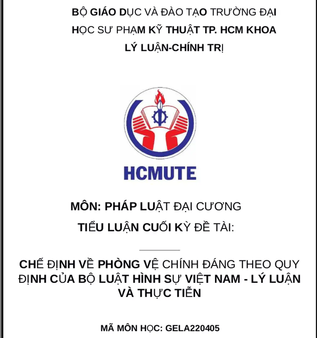 đề chính đáng theo quy đị tài chế định về phòng vệ nh của bộ luật hình sự việt nam lý lu n và th c