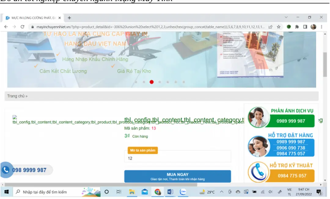 Đồ án mô phỏng tấn công SQL injection vào web server