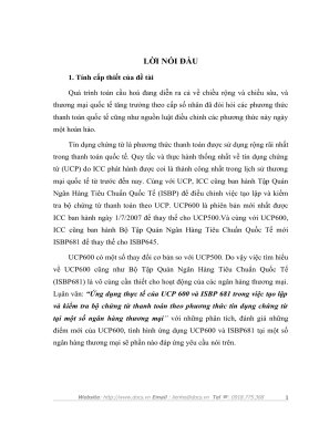 Ứng dụng thực tế của UCP 600 và ISBP 681 trong việc tạo lập và kiểm tra ...