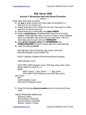 SQL Server 2000 Exercise