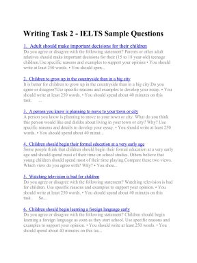 Writing Task 2 Sample Questions