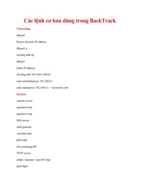 Các lệnh cơ bản dùng trong BackTrack