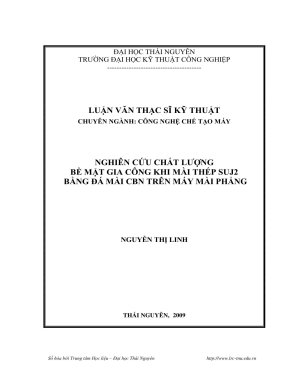Đánh giá chất lượng bề mặt gia công khi mài thép suj2 bằng đá mài CBN trên máy mài phẳng