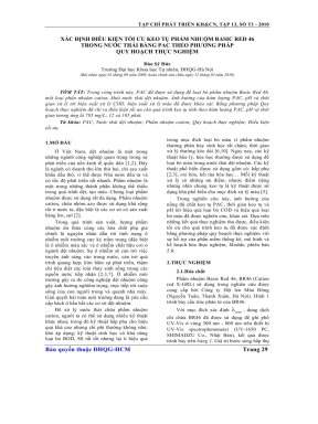 Xác định điều kiện tối ưu keo từ phẩm nhuộm basic red 46