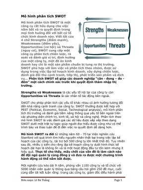 Nghien cuu va ung dung - mo hinh phan tich SWOT