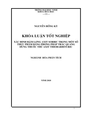 Xác định hàm lượng axit sorbic trong một số thực phẩm bằng phương pháp ...