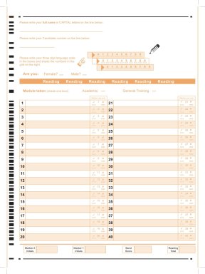 ielts reading answer sheet