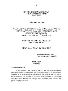 Phân lập và xác định cấu trúc của một số hợp chất từ vỏ cây vối ...