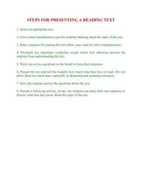 STEPS FOR PRESENTING A READING TEXT