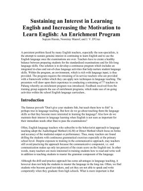 Sustaining an Interest in Learning English and Increasing the ...