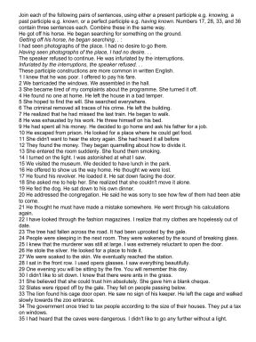 Using participles to join sentences (Exercise with key)