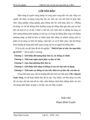 Thiết kế hệ thống bảo vệ rơle cho trạm biến áp 110 kV bằng rơle 7UT633