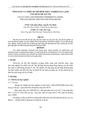 tính toán và thiết kế mô hình thực nghiệm sấy lạnh ứng dụng để sấy gỗ