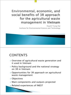 Environmental, economic and social benefits of 3R approach in VN