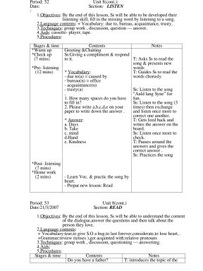 LESSON PLAN ENGLISH 9