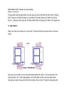 Điều khiển LED 7 thanh với Anot chung