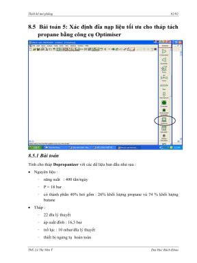 Các định đĩa nạp liệu tối ưu cho tháp tách Propane bằng công cụ Optimiser