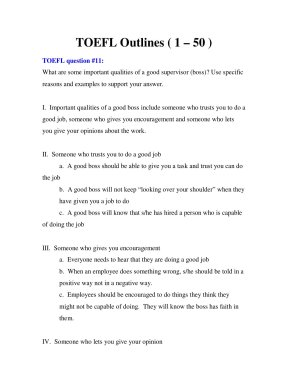 TOEFL Outlines ( 1 – 50 ) PART 3