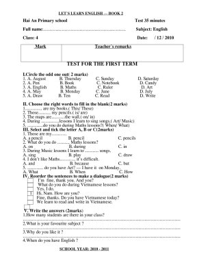 TEST FOR THE FIRST TERM( BOOK 2)