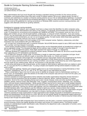 Guide to Computer Naming Schemes and Conventions