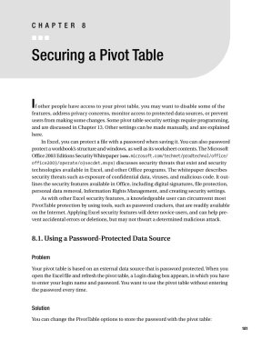 Securing a Pivot Table