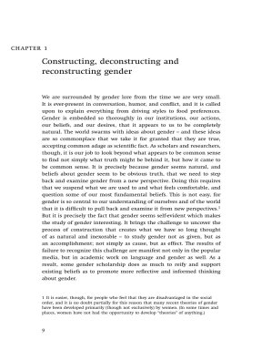 Constructing, deconstructing and reconstructing gender
