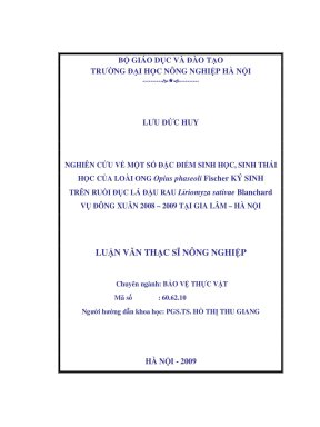 Luận văn nghiên cứu về một số đặc điểm sinh học, sinh thái học của loài ...