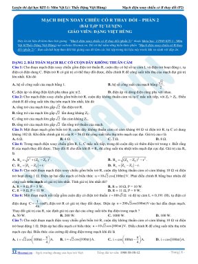 luyện thi đh kit 1 (đặng việt hùng) - mạch điện xoay chiều có r thay đổi - p2 (bài tập tự luyện)