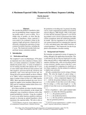 Tài liệu Báo cáo khoa học: "A Maximum Expected Utility Framework for Binary Sequence Labeling" doc