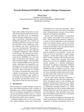 Tài liệu Báo cáo khoa học: "Towards Relational POMDPs for Adaptive Dialogue Management" pdf