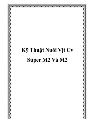 Tài liệu Kỹ Thuật Nuôi Vịt Cv Super M2 Và M2 doc