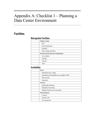 Tài liệu Appendix A: Checklist 1 – Planning a Data Center Environment pdf