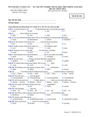 Tài liệu Đề thi chính thức kỳ thi tốt nghiệp THPT 2010 môn tiếng Đức (Mã đề thi 164) pdf