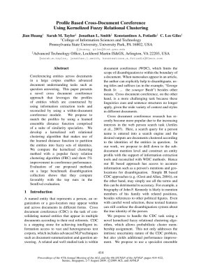 Báo cáo khoa học: "Proﬁle Based Cross-Document Coreference Using Kernelized Fuzzy Relational