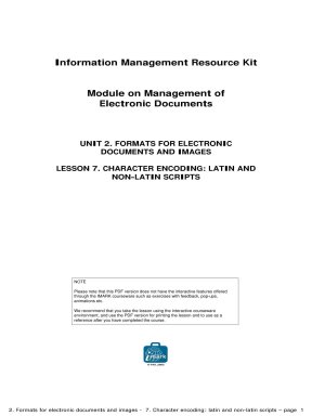 UNIT 2. FORMATS FOR ELECTRONIC DOCUMENTS AND IMAGES LESSON 7. CHARACTER ...