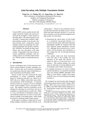 Báo cáo khoa học: "Joint Decoding with Multiple Translation Models" docx