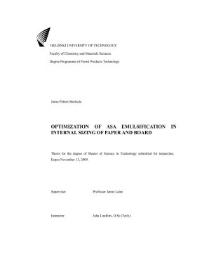 OPTIMIZATION OF ASA EMULSIFICATION IN INTERNAL SIZING OF PAPER AND ...