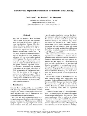 Báo cáo khoa học: "Unsupervised Argument Identiﬁcation for Semantic ...