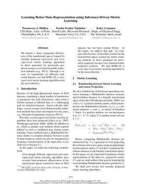 Báo cáo khoa học: "Learning Better Data Representation using Inference-Driven Metric Learning" p