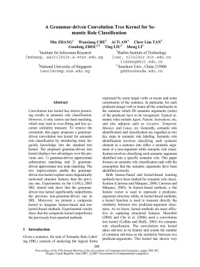 Báo cáo khoa học: "A Grammar-driven Convolution Tree Kernel for Semantic Role Classification" doc