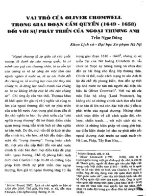 Báo cáo " Vai trò của Oliver Cromwell trong giai đoạn cầm quyền (1649 ...