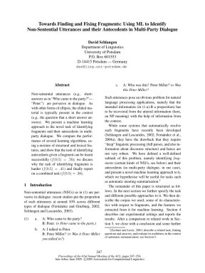 Báo cáo khoa học: "Towards Finding and Fixing Fragments: Using ML to Identify Non-Sentential ...